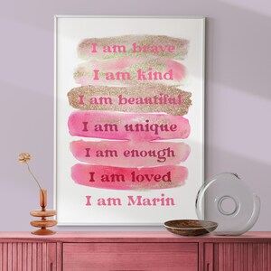 Set of 2 Positive Affirmations Wall Art, Girls Bedroom Affirmation ...