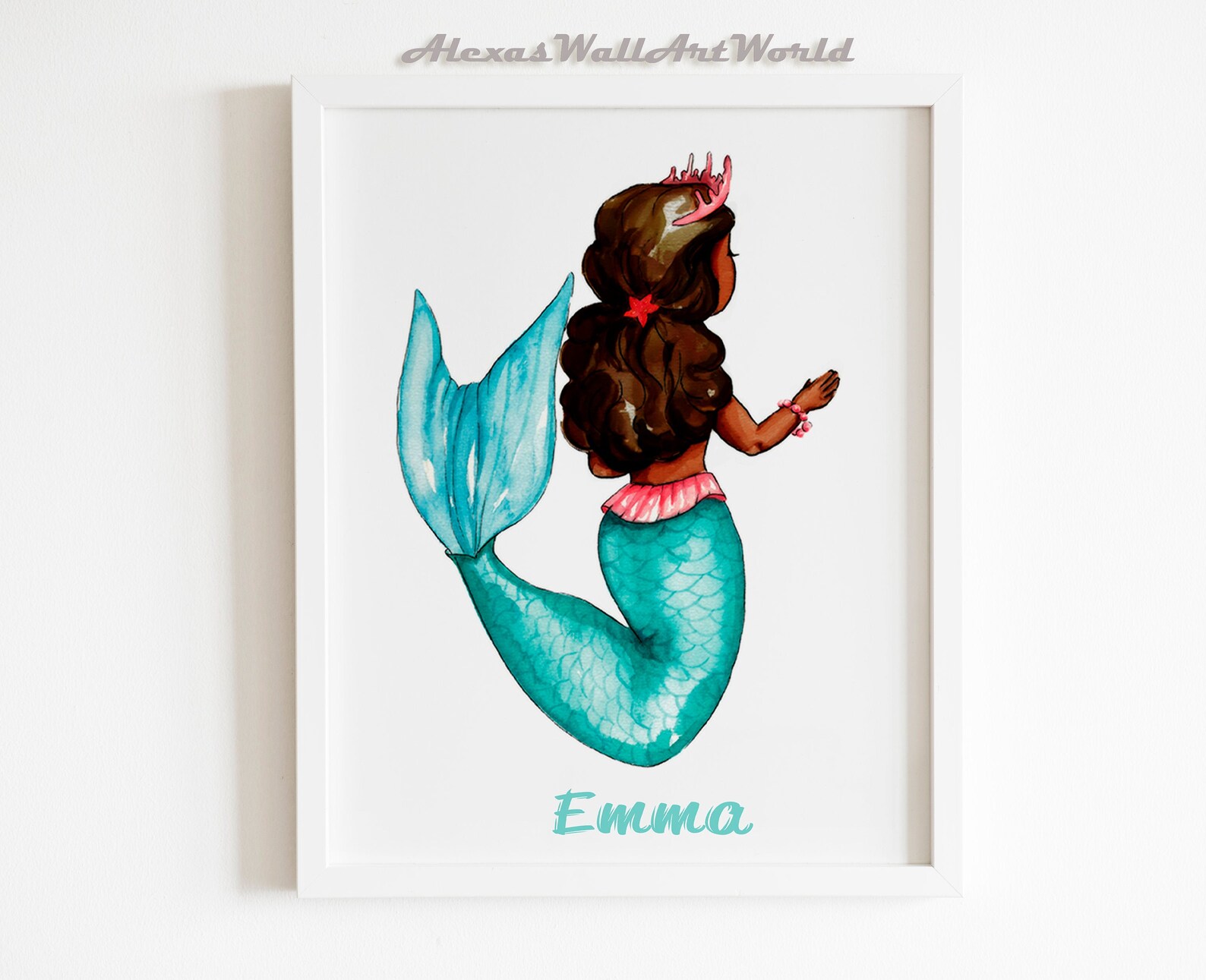 African American Art Dark Skin Mermaid Poster Custom Mermaid - Etsy