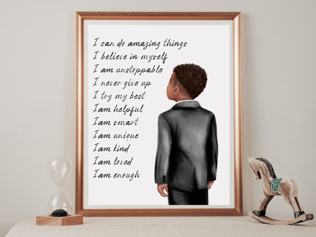 Positive Affirmations for Kids, Boy Daily Affirmation, African American ...