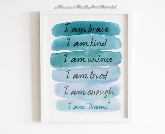 Personalized Name Positive Affirmations Wall Art Bedroom - Etsy