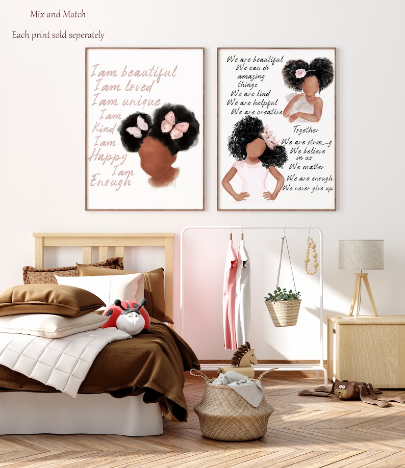 African American Sisters Girls Affirmations Print, Black Girl Magic ...