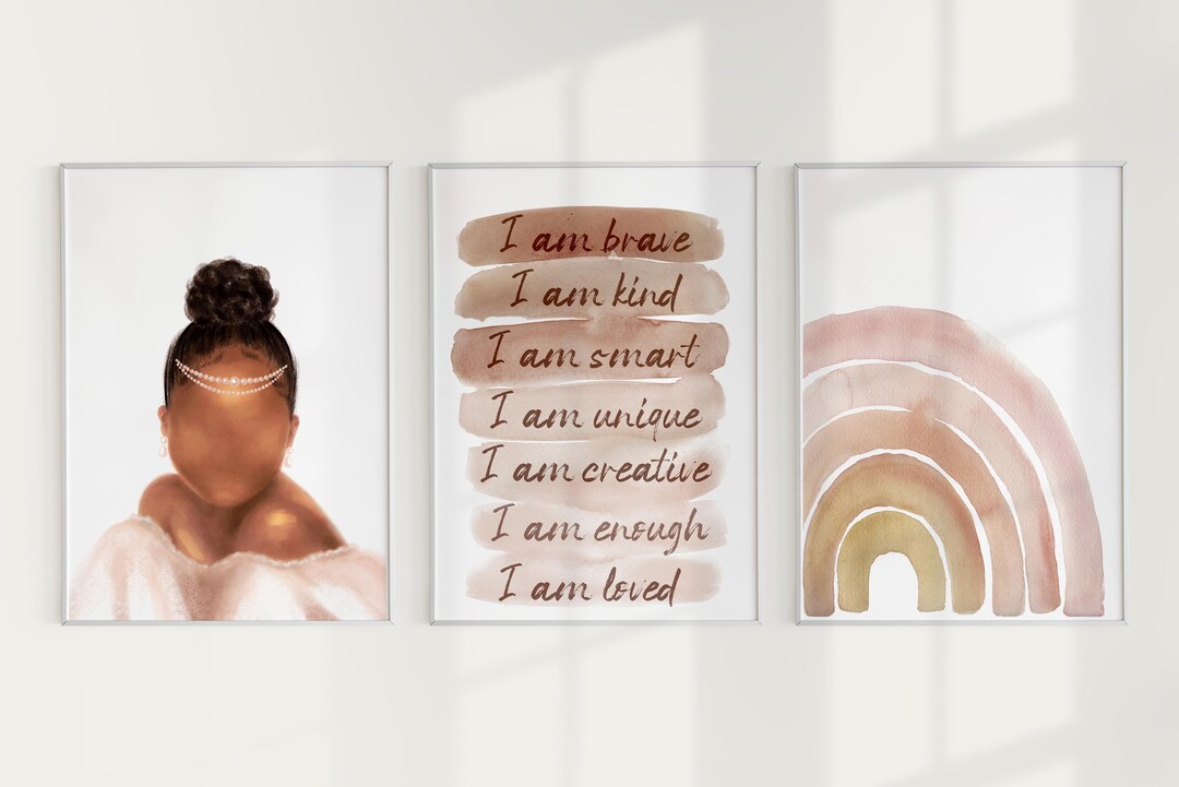 Positive Affirmations Poster, Princess Wall Art Set of 3, Boho Nursery ...