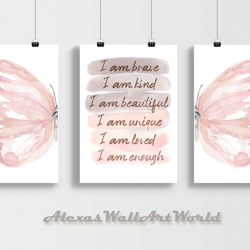 Watercolor Butterfly Wall Art Set of 3 Prints Nursery Decor - Etsy