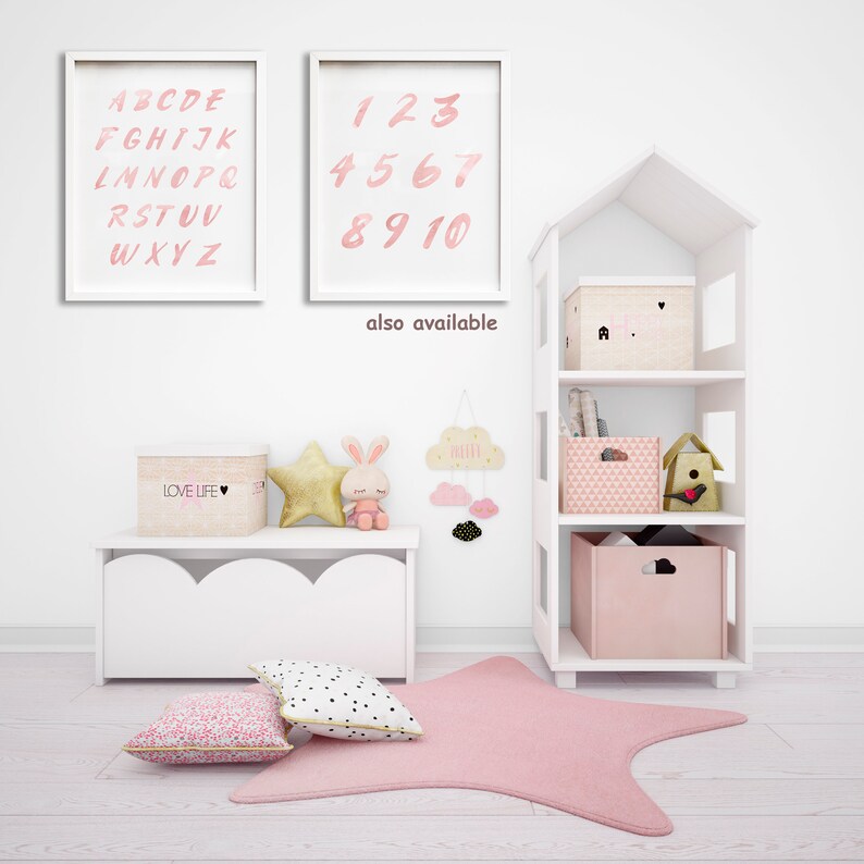 ABC Poster Blush Pink Alphabet Poster Educational Nursery - Etsy