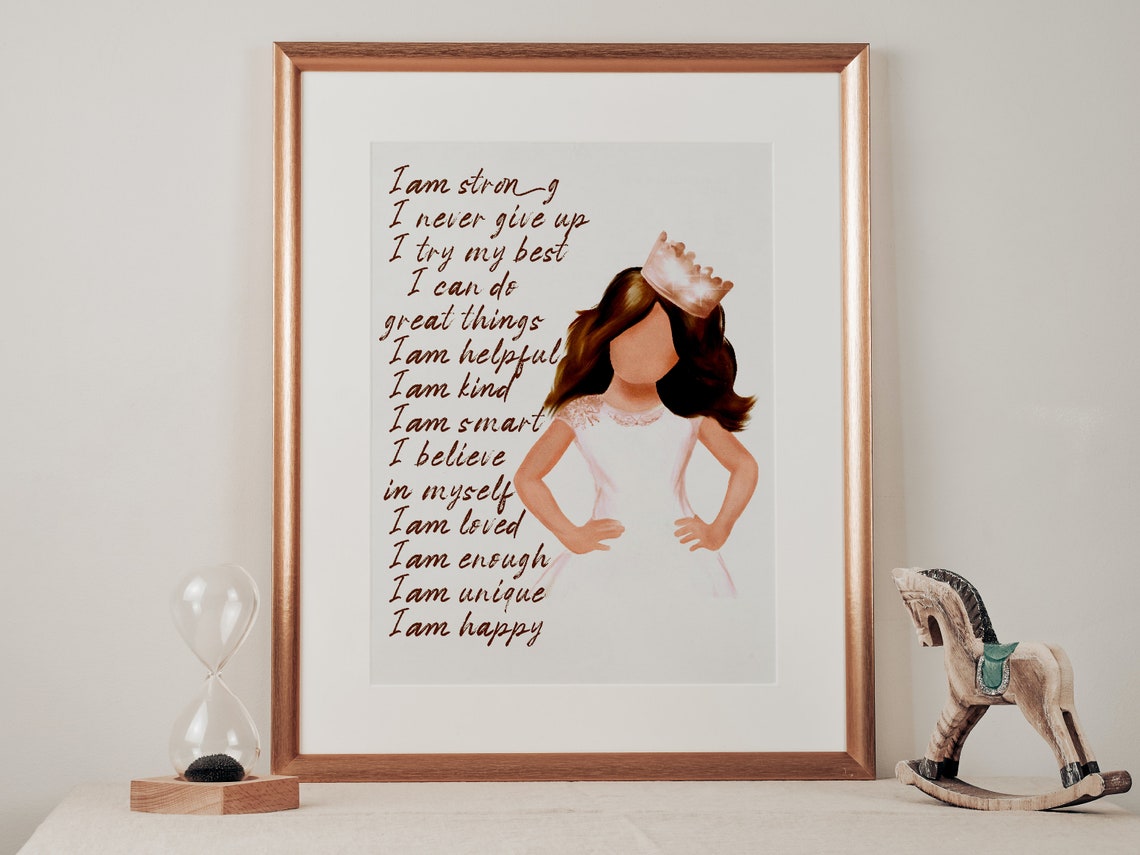 Princess Positive Affirmations Wall Art Young Queen - Etsy