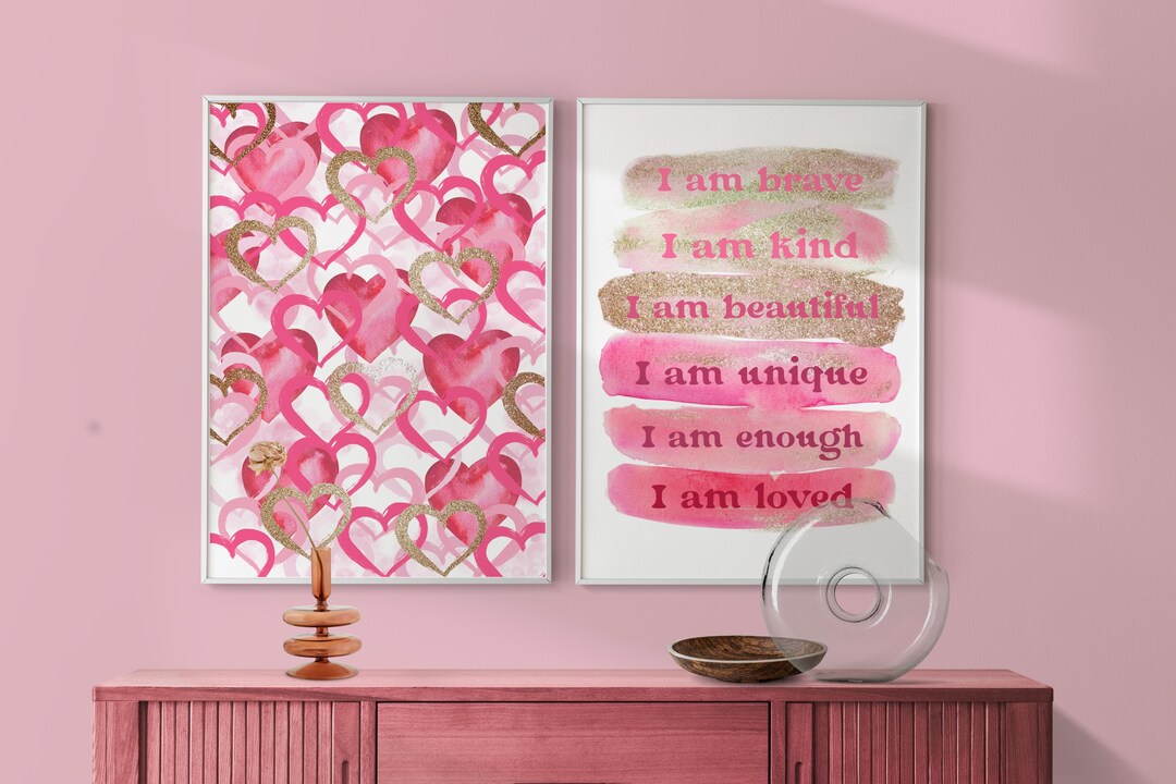 Set of 2 Positive Affirmations Wall Art, Girls Bedroom Affirmation ...