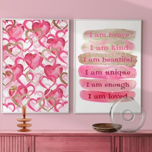 Set of 2 Positive Affirmations Wall Art, Girls Bedroom Affirmation ...