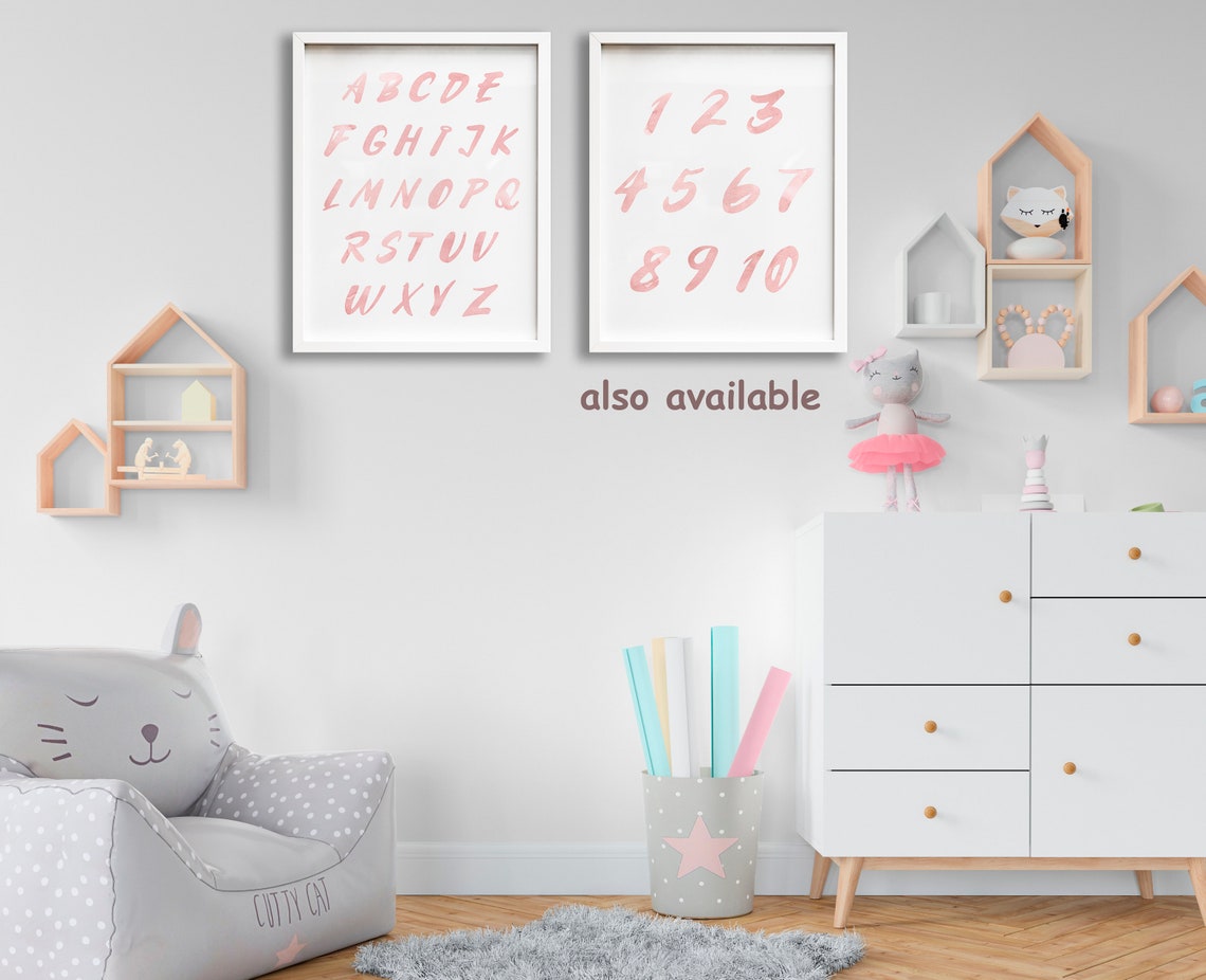 ABC Poster Blush Pink Alphabet Poster Educational Nursery | Etsy