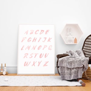 ABC Poster, Blush Pink Alphabet Poster, Educational Nursery Decor, Wall ...