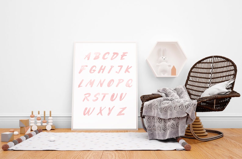 ABC Poster Blush Pink Alphabet Poster Educational Nursery - Etsy