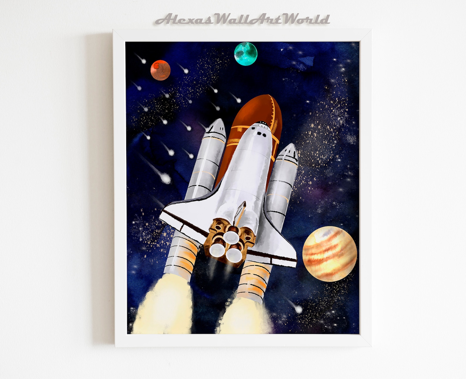 Space Shuttle Wall Art Spaceship Art Print Boys Room Decor - Etsy