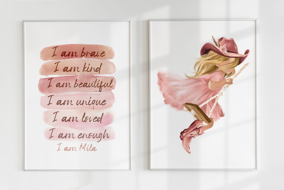 Cowgirl Western Girl Nursery Decor Set: Boho Affirmations Wall Art ...