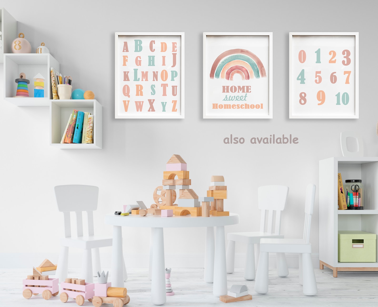 Watercolor Rainbow Playroom Wall Decor Set of Two Abstract | Etsy