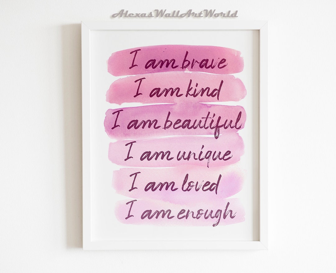 Positive Affirmation Wall Art, Watercolor Boho Nursery Decor ...