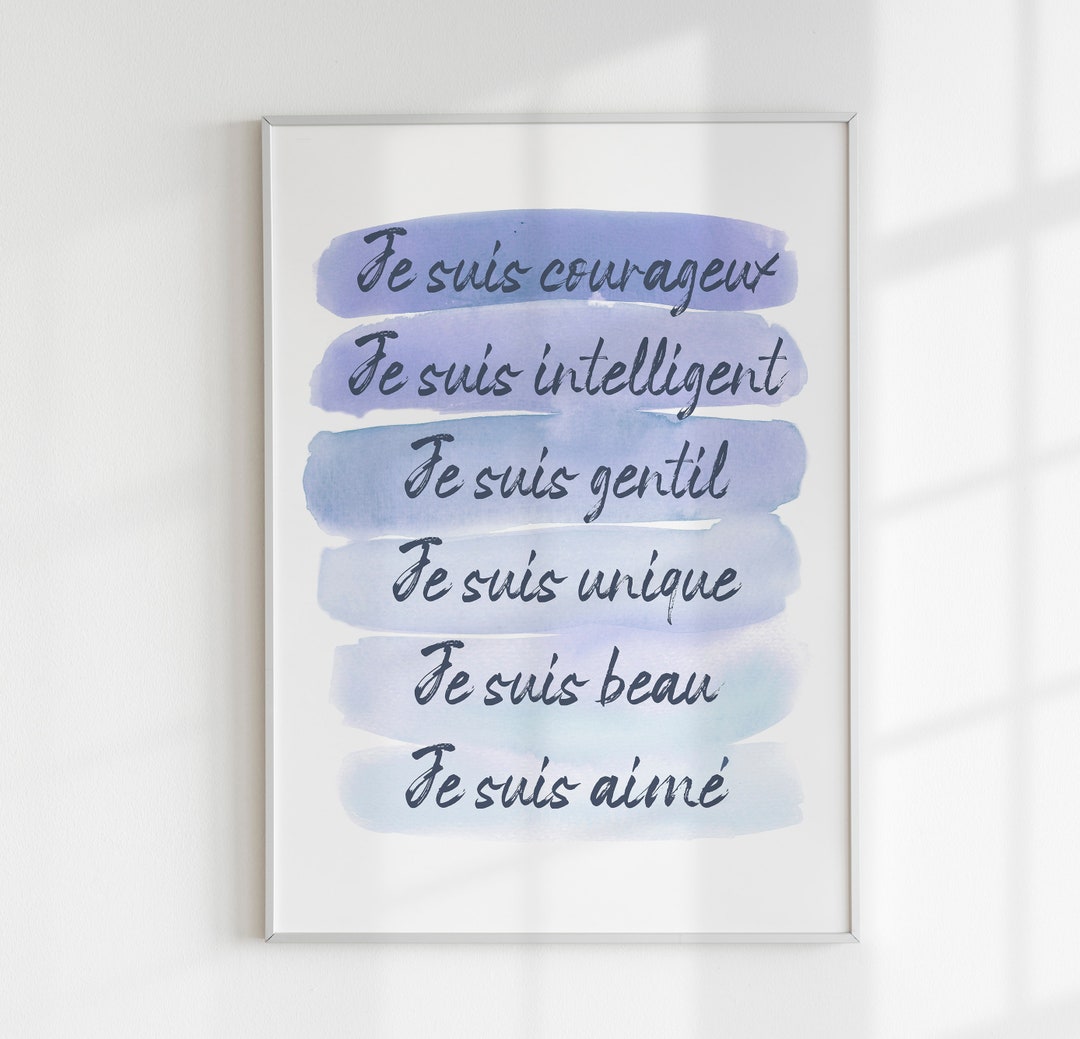 French Positive Affirmations Wall Art for Boy, French Affirmation Print ...