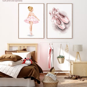 Ballet Dancer Poster, Ballerina Wall Art, Blush Pink Ballerina Girl ...