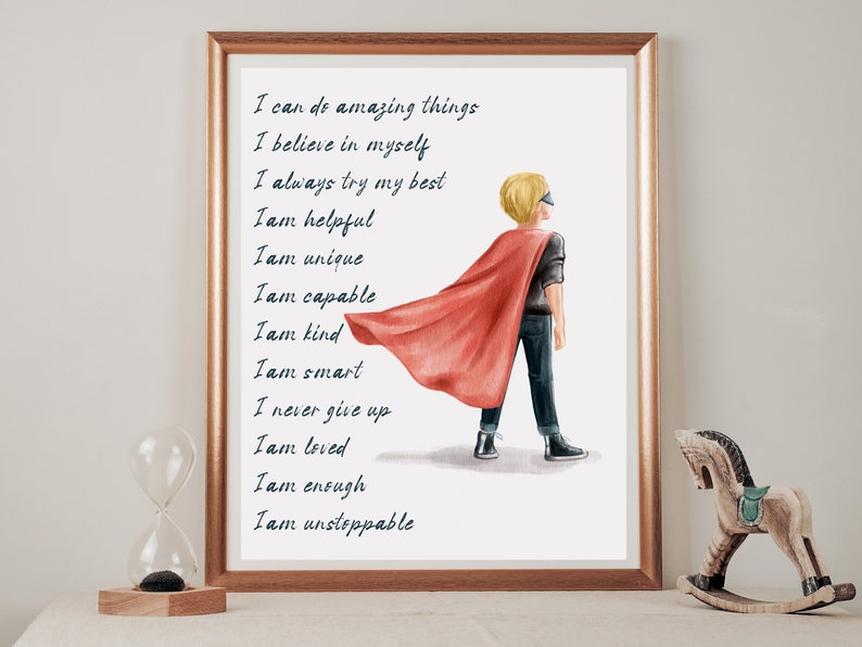 Superhero Positive Affirmations Print Watercolor Personalized - Etsy