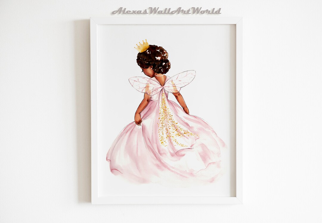 Brown Skin Princess Fairy Print, African American Princess Bedroom ...
