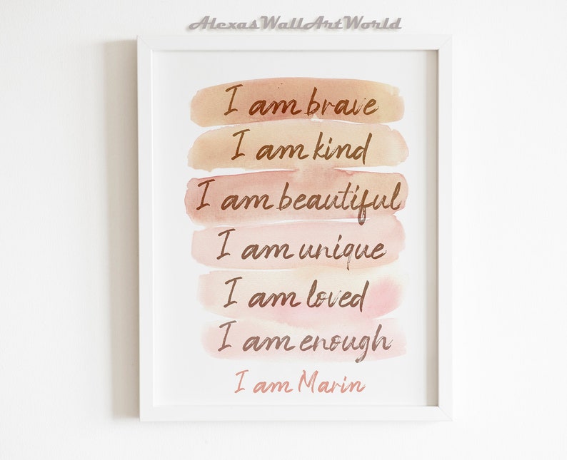 Personalized Name Positive Affirmations Wall Art, Bedroom Affirmation ...
