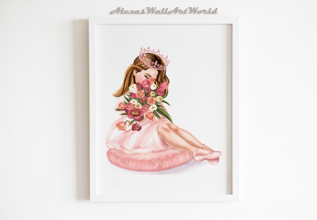 Birthday Princess With Flowers Printable Floral Princess Wall - Etsy