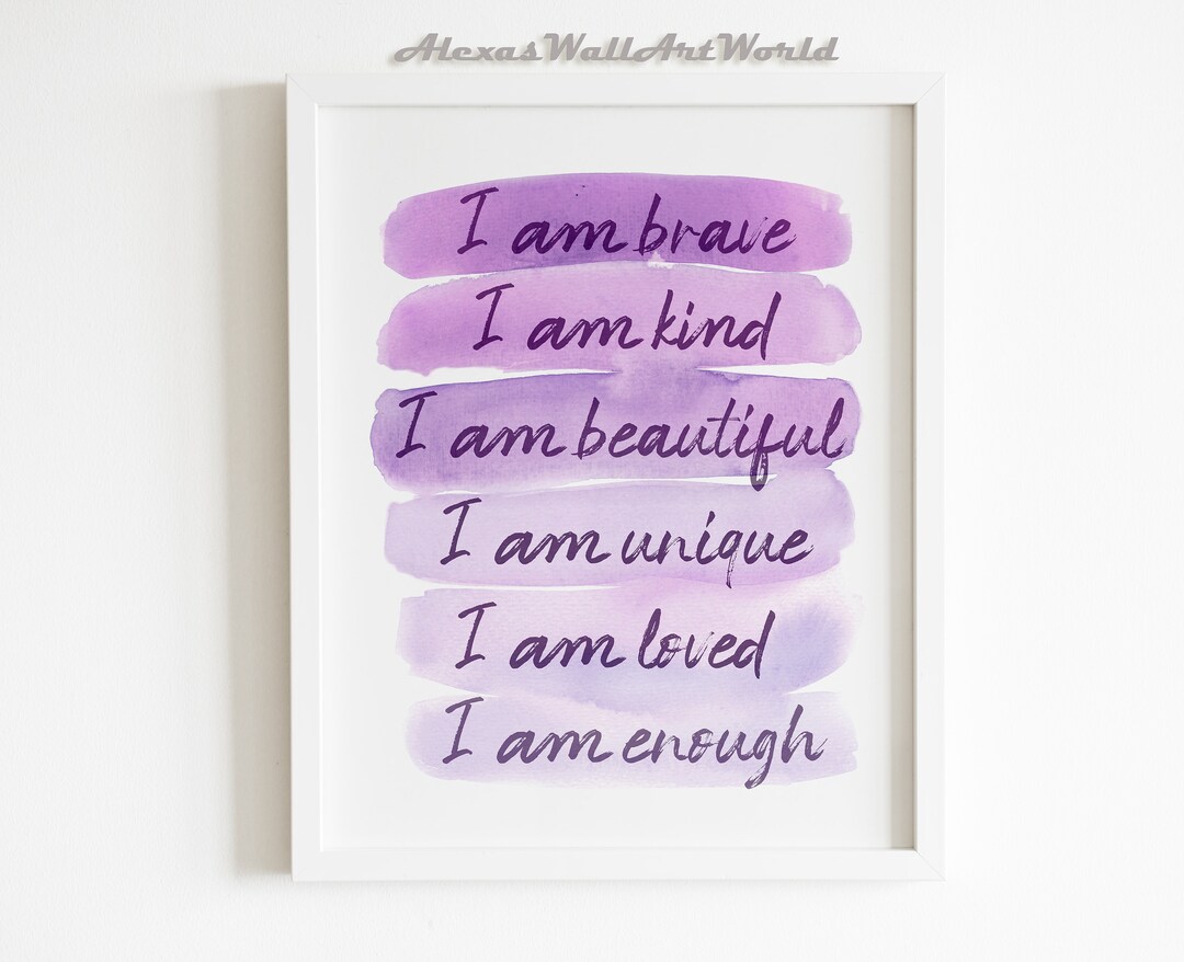 Positive Affirmations Purple Watercolor Print, Girls Room Decor ...