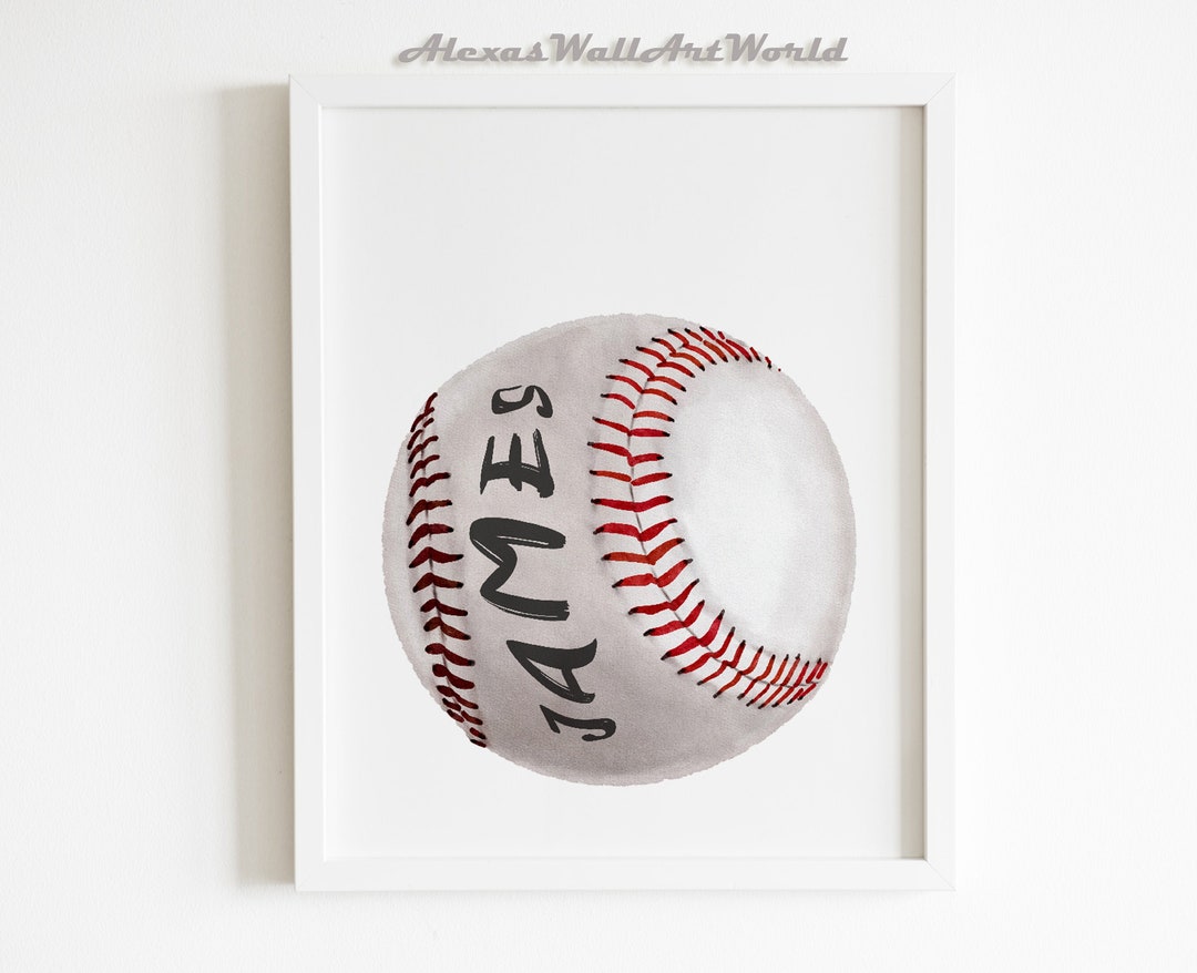 Custom Name Baseball Watercolor Printable, Boys Room Sports Decor ...
