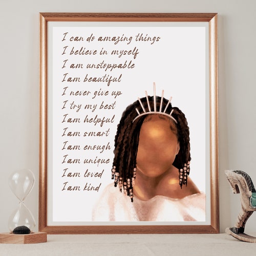 Personalized Name Positive Affirmations Art Print African Etsy