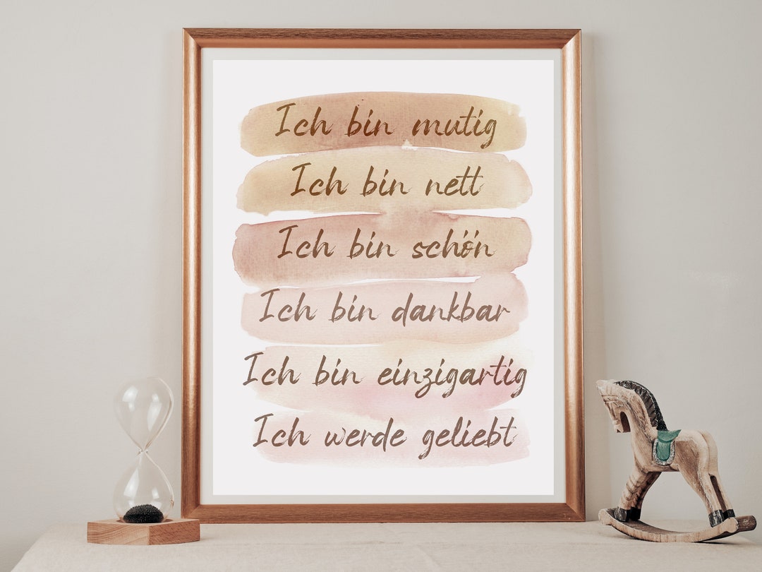 German Positive Affirmations Wall Art, German Affirmation Printable ...