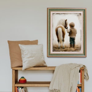 Vintage Boy & Pony Print, Shetland Pony, Vintage Nursery Decor, Horse ...