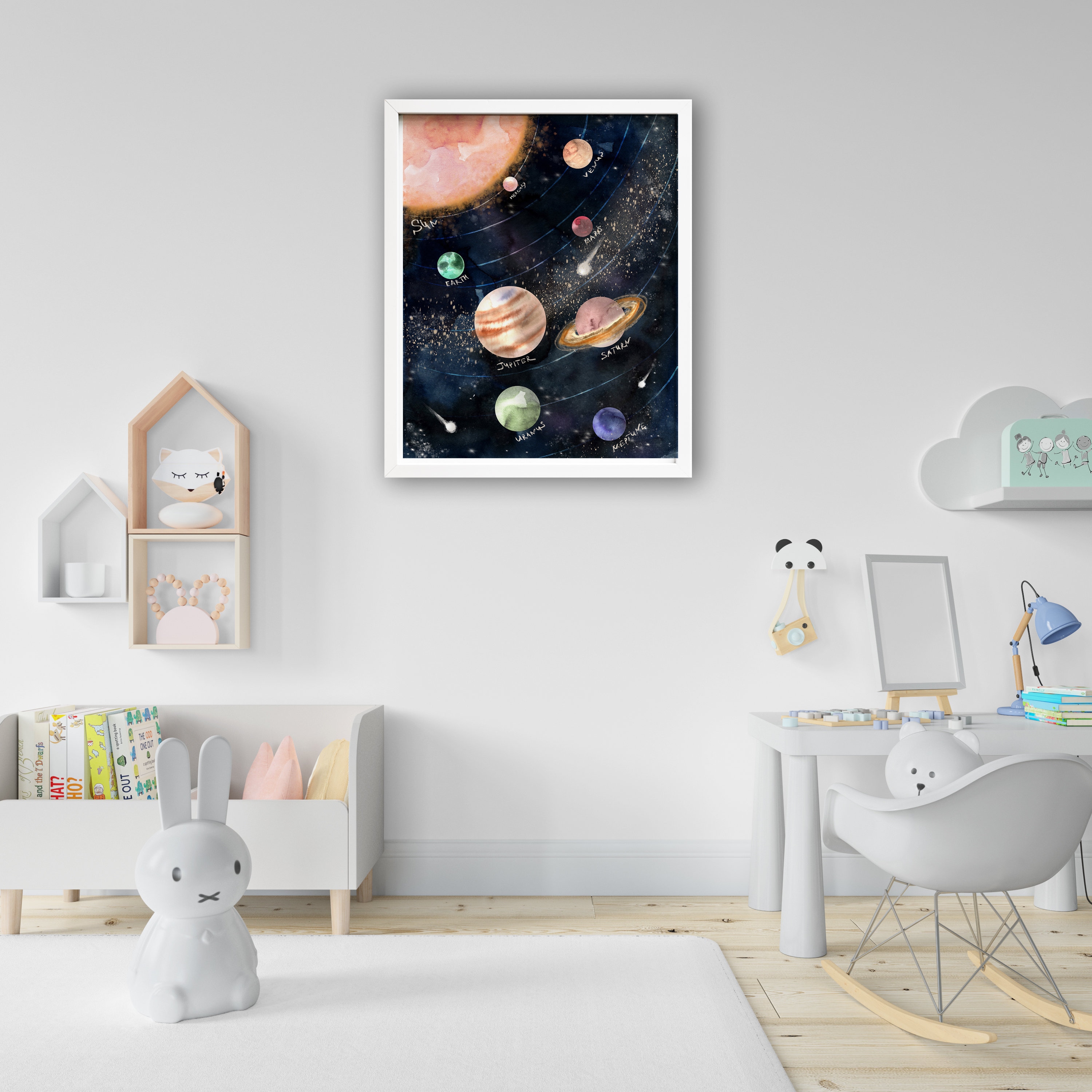 Watercolor Outer Space Watercolor Solar System Print Girs | Etsy