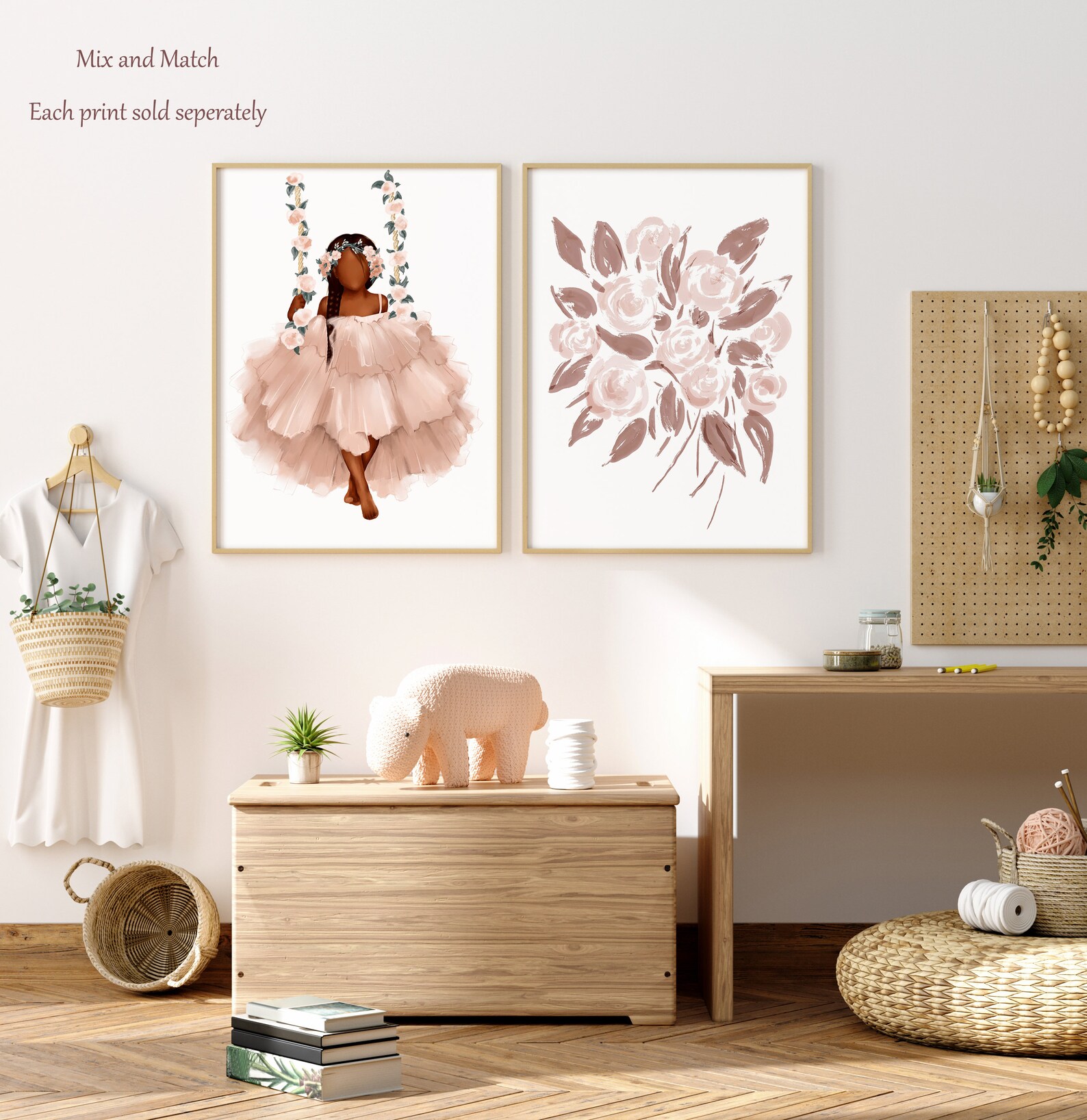 Personalized Flower Crown Princess Nursery Decor Set of 3 - Etsy