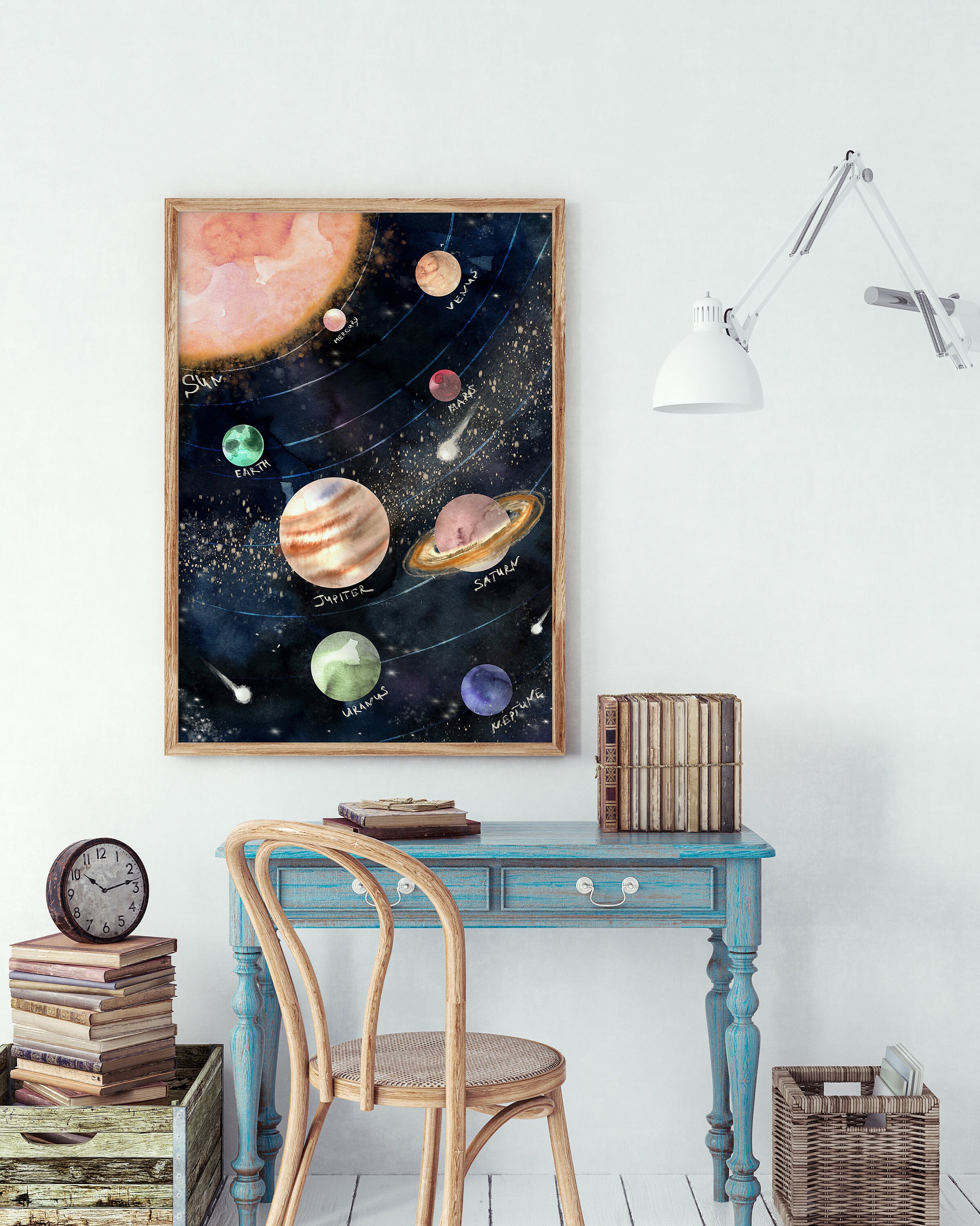 Watercolor Outer Space Watercolor Solar System Print Girs - Etsy