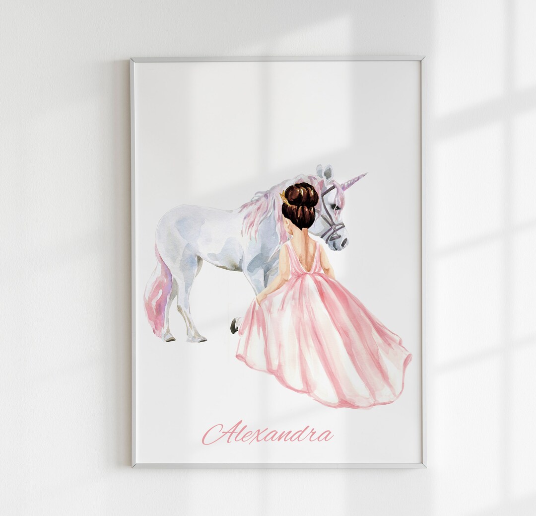 Princess and Unicorn Wall Art, Little Princess Girl Bedroom Poster ...