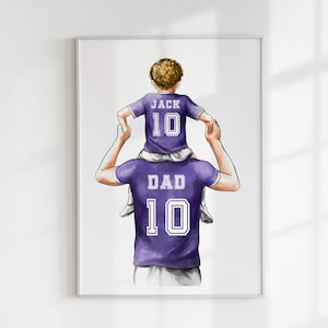 Custom Son and Father Football Team Print, Personalised Football Gift ...