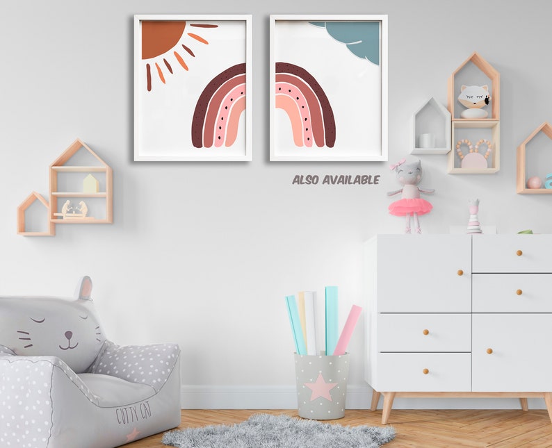 Neutral Rainbow Wall Art Watercolor Rainbow Nursery Decor - Etsy