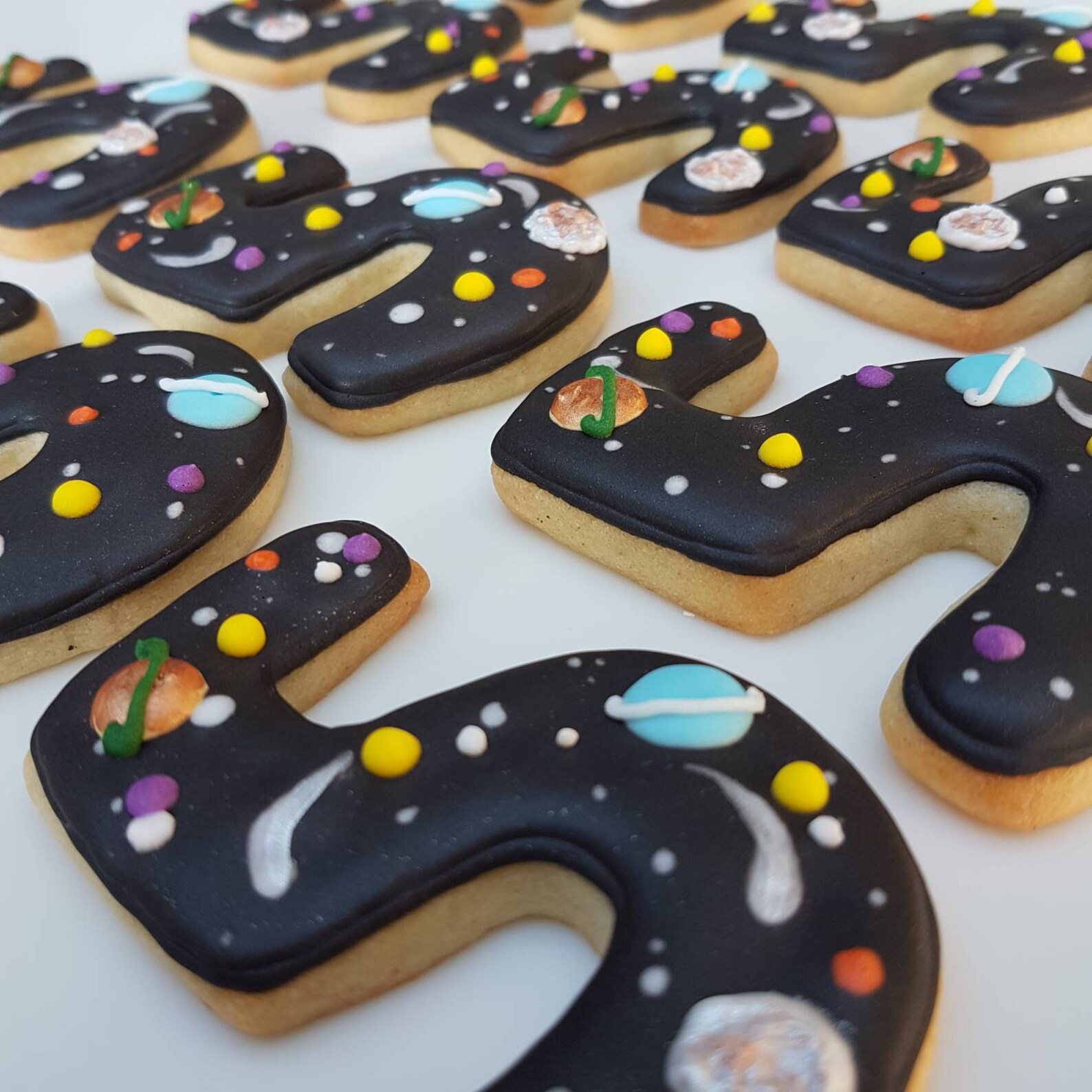 Space Number Biscuit Kids Birthday Party Biscuit set of 4 or - Etsy UK