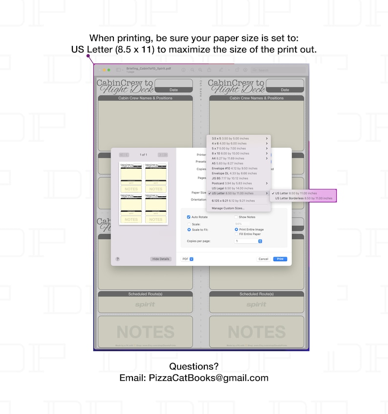 Printable Cabin Crew to Flight Deck Briefing Sheets Jetblue - Etsy