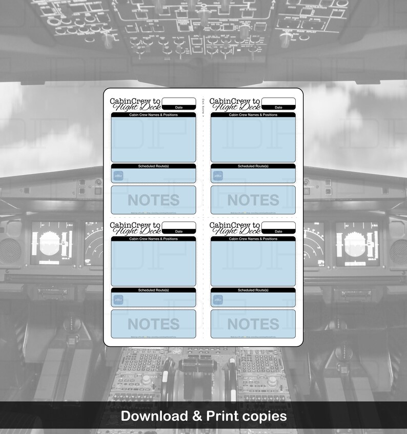 Printable Cabin Crew to Flight Deck Briefing Sheets Jetblue - Etsy