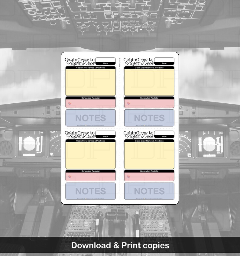Printable Cabin Crew to Flight Deck Briefing Sheets - Etsy