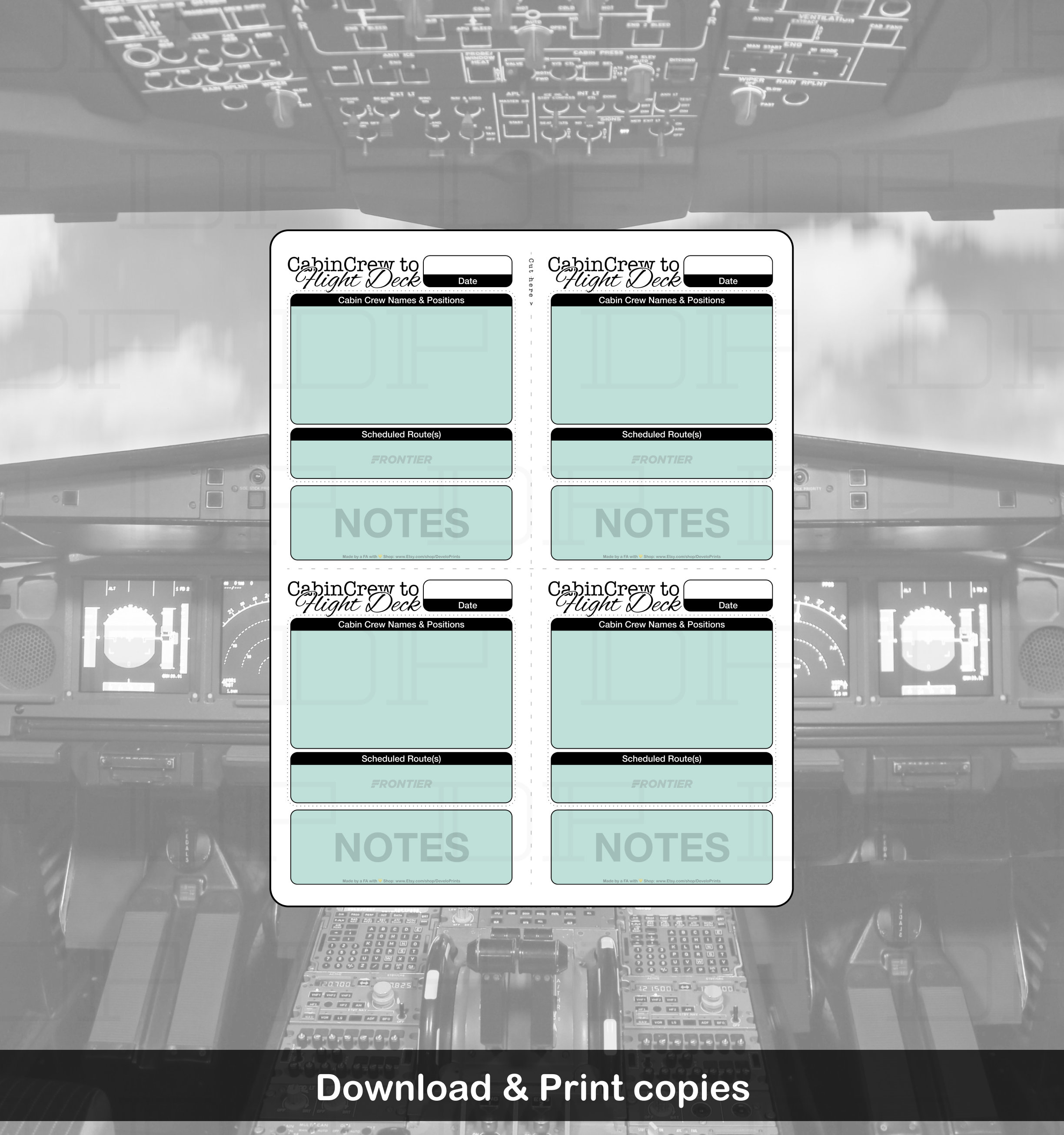 Printable Cabin Crew to Flight Deck Briefing Sheets Frontier Airlines ...