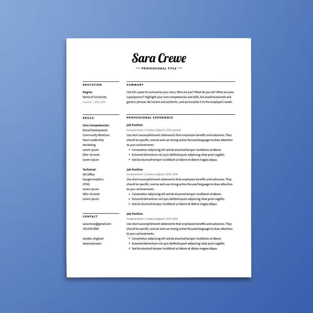 Creative Resume Template | CV + Cover Letter + References Template ...