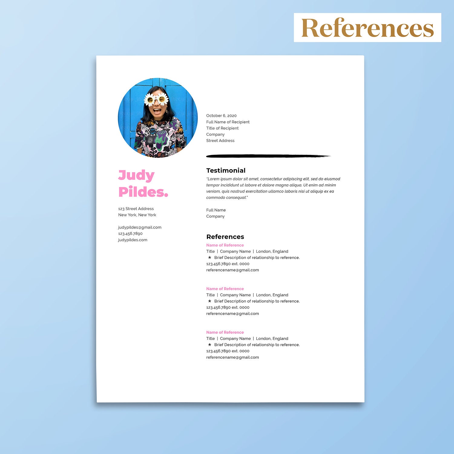 Resume Template With Headshot for Creatives | CV + Cover Letter ...