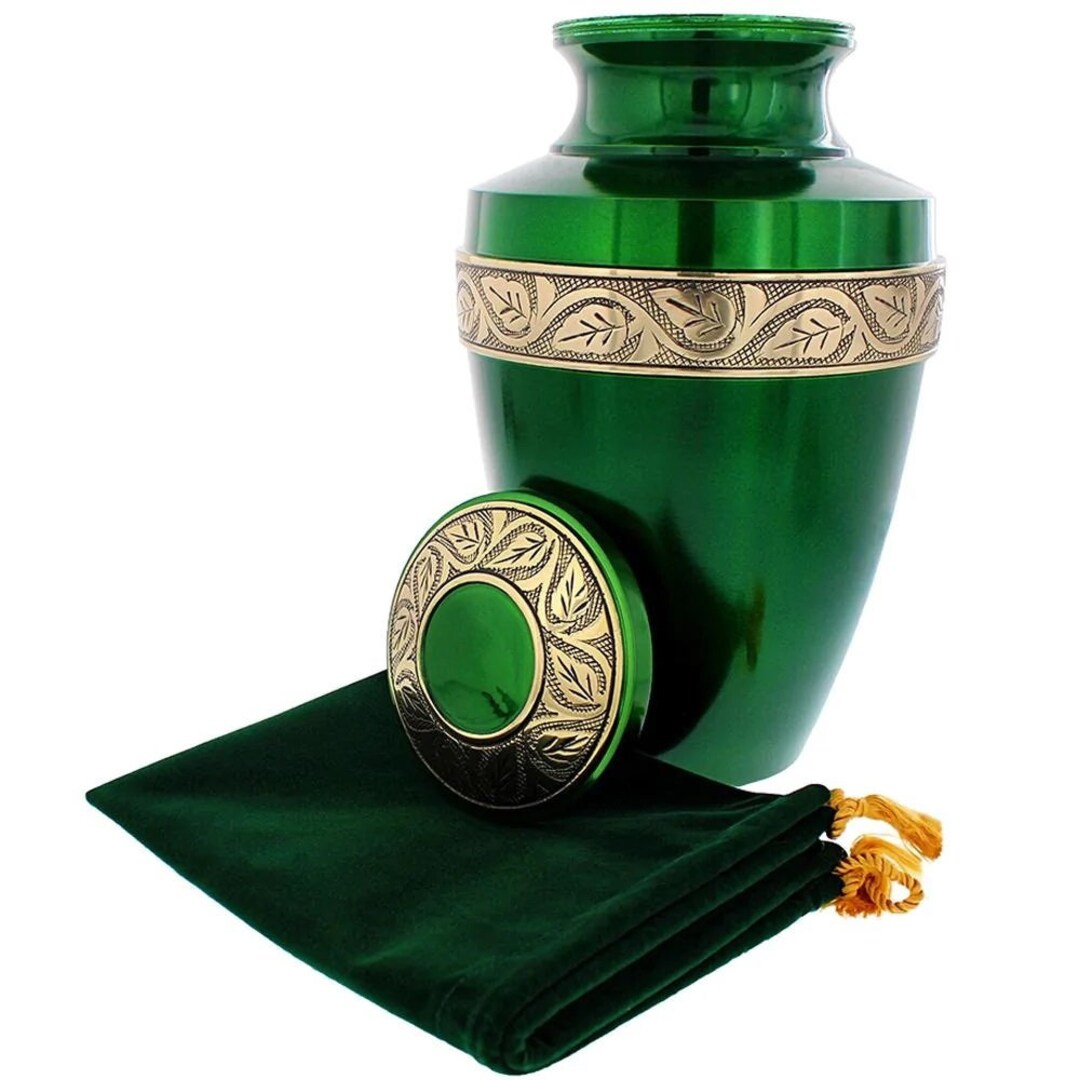 Human Adult Cremation Urn | Beautify Emerald Color With Engraved ...
