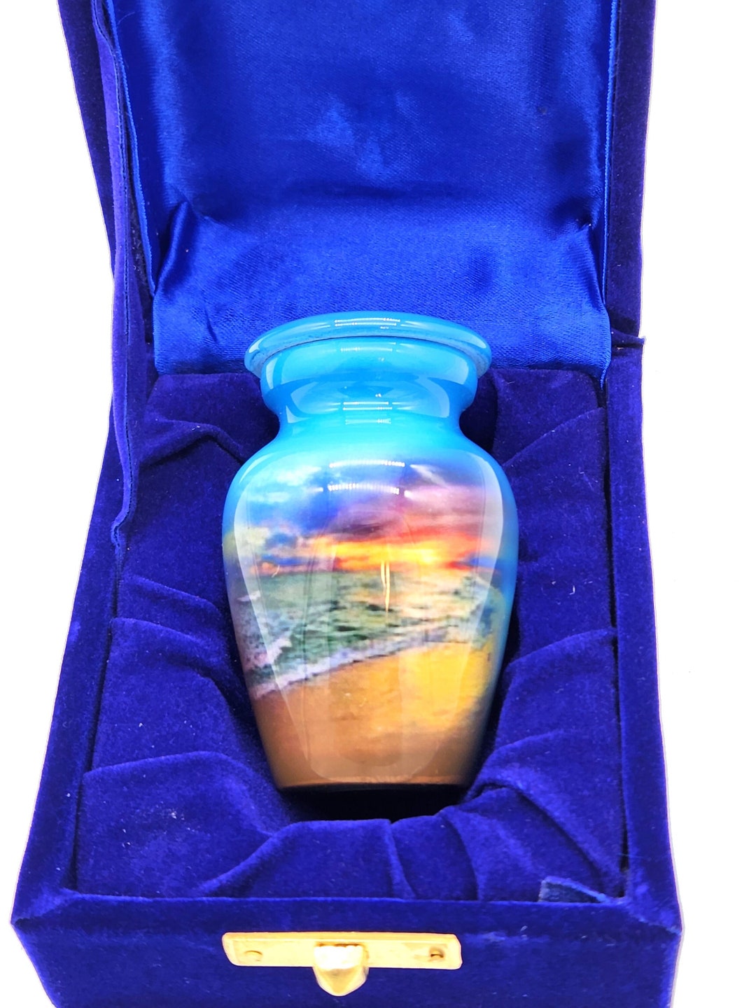 Adult KEEPSAKE Cremation Urn | Beautiful Beach Scene Ash Urn | Incredible Colors | Beach Themed ...