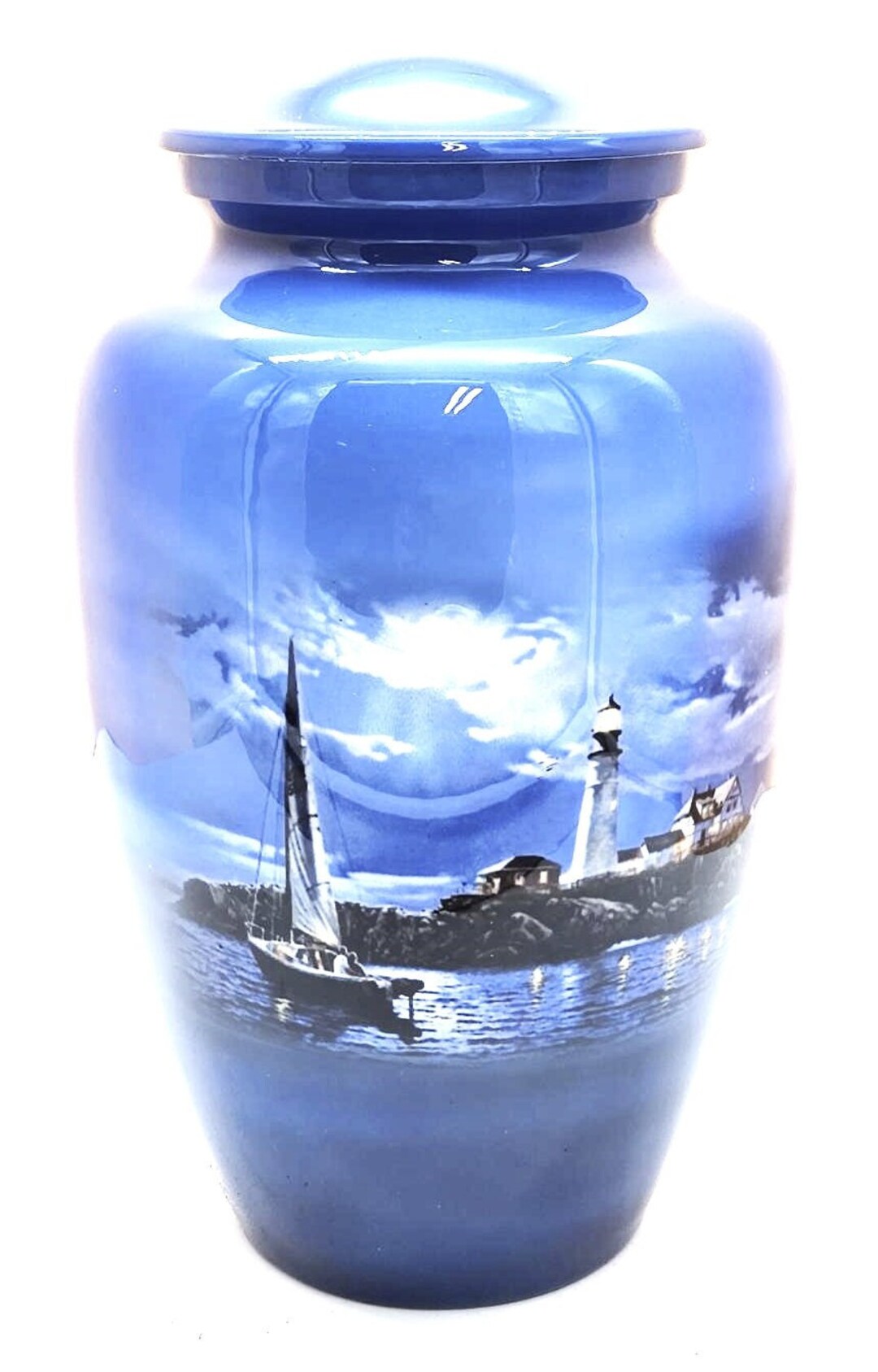 Lighthouse Metal Cremation Urn Titled safe Passage Lighthouse Adult ...