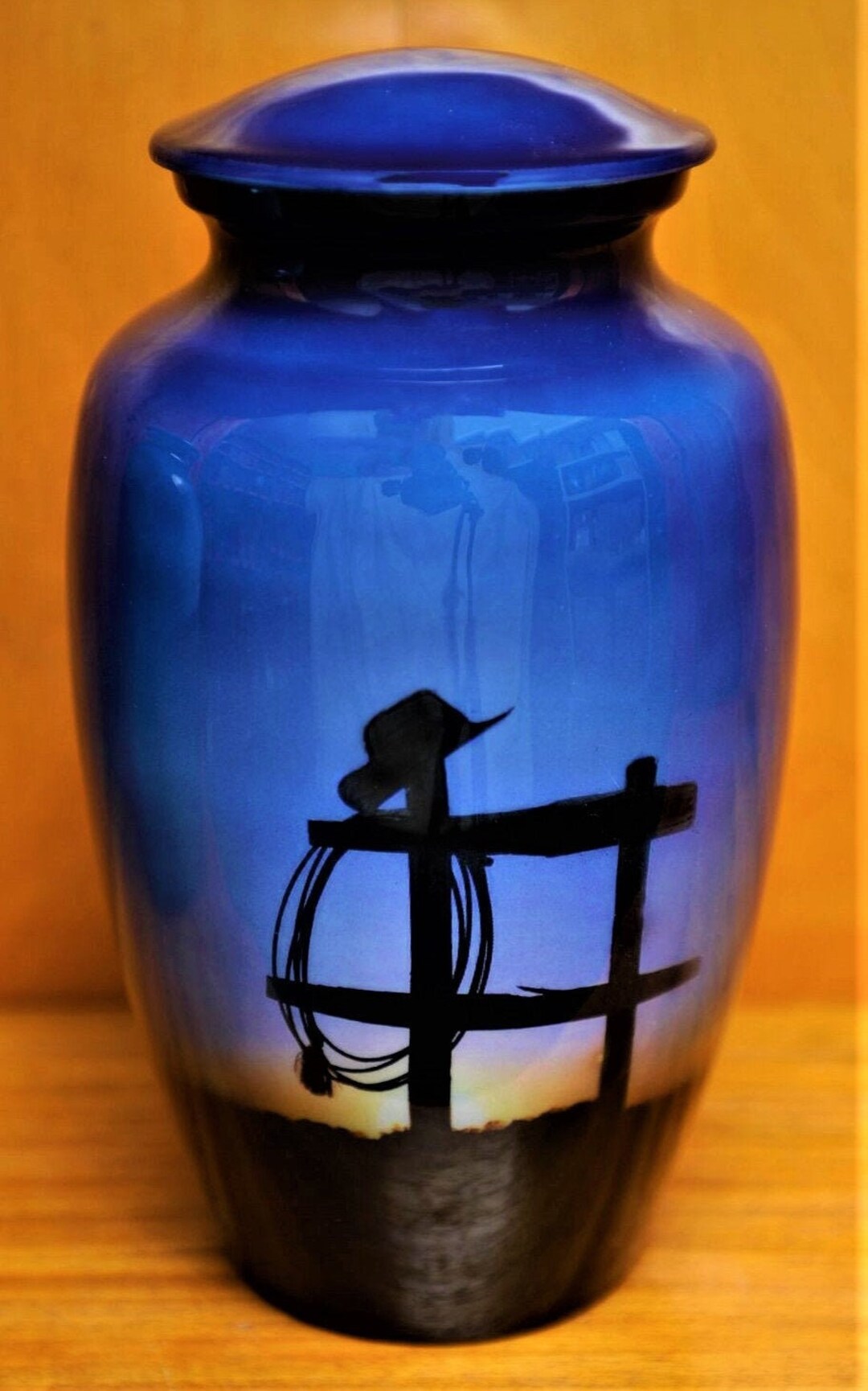 Cowboy Cremation Urn | " Cowoy Farewell" | Theme Urn for Cowboys and ...