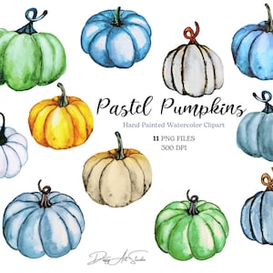 Autumn Clipart, Watercolor Pastel Pumpkins Clipart, Autumn Decor ...