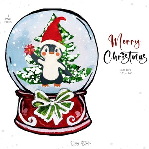 Watercolor Christmas Clip Art, Cute Penguin, Merry Christmas, Holiday ...