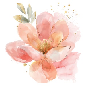 10 Abstract Flowers Clipart, Commersial Use, Pink Gold Flower, Flowers ...