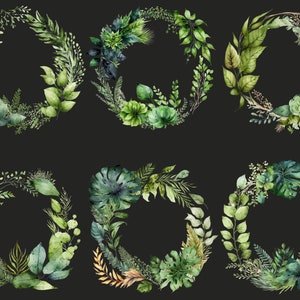 Watercolor Botanical Wreaths Clipart, Wreaths, Wedding, Instant ...